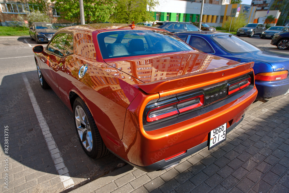 Minsk, Belarus. Apr 27, 2024. Dodge Challenger parked in parking lot ...