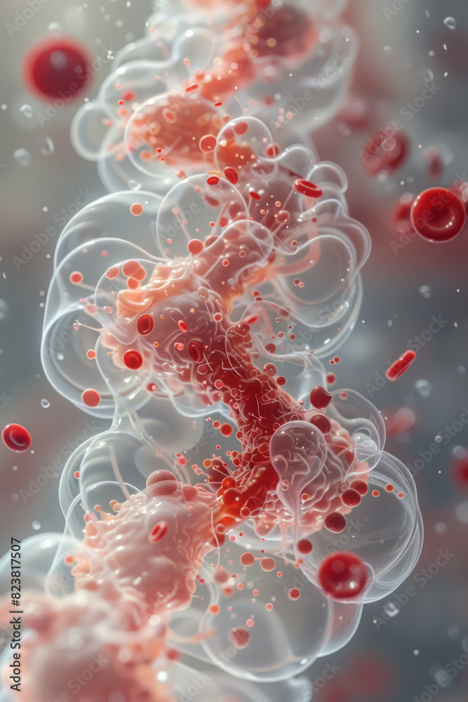 Artistic rendering of a cross-section of a blood vessel and a milk duct ...