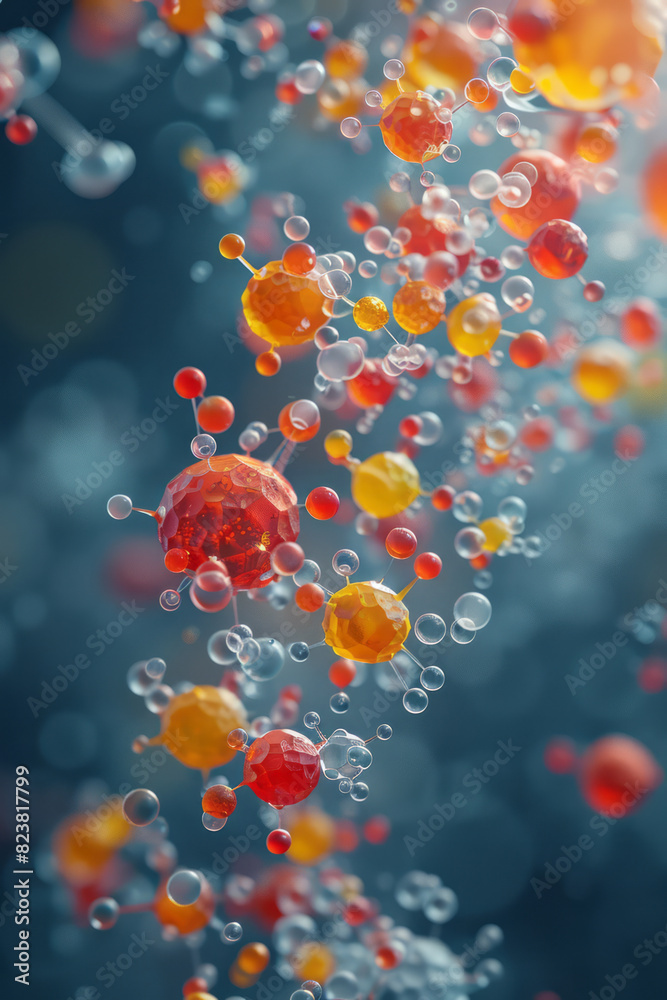 Abstract image of a 3D molecular model of blood plasma proteins and ...