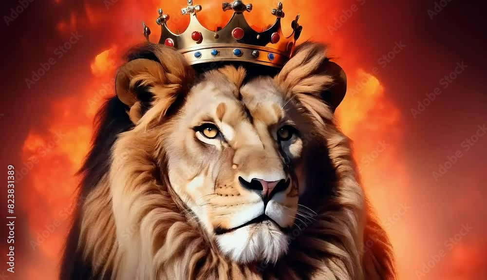 A Proud ,Majestic Lion ,the King of the Jungle -A Raging Fire Roars in ...