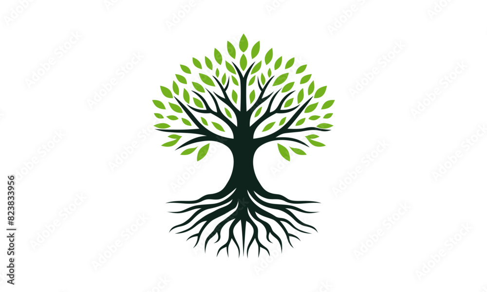 Tree Logo Vector Art roots mangrove tree illustration isolated white ...