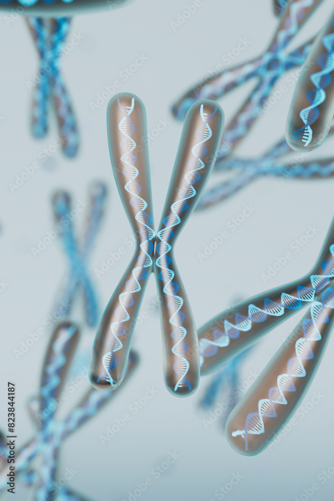 High-Resolution 3D Model of Human Chromosomes Stock Illustration ...