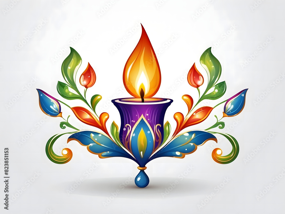 Festival of lights, candle decorative element in white background ...
