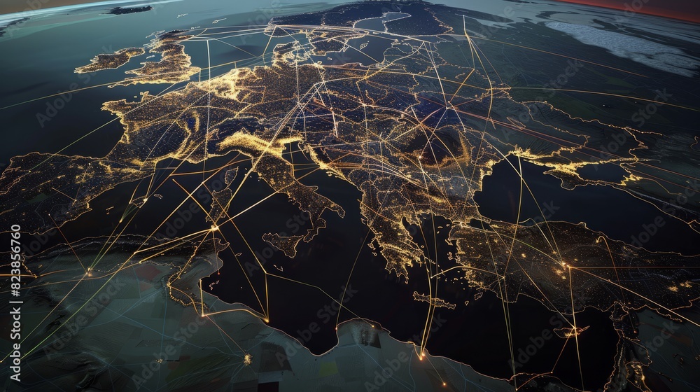 Mapping the Global Trade Network: Interconnected Lines Across Europe ...