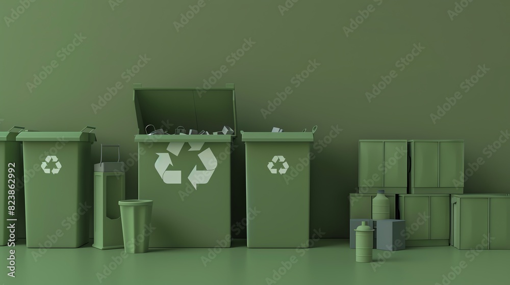 Box sorting at recycling center flat design side view environmental ...