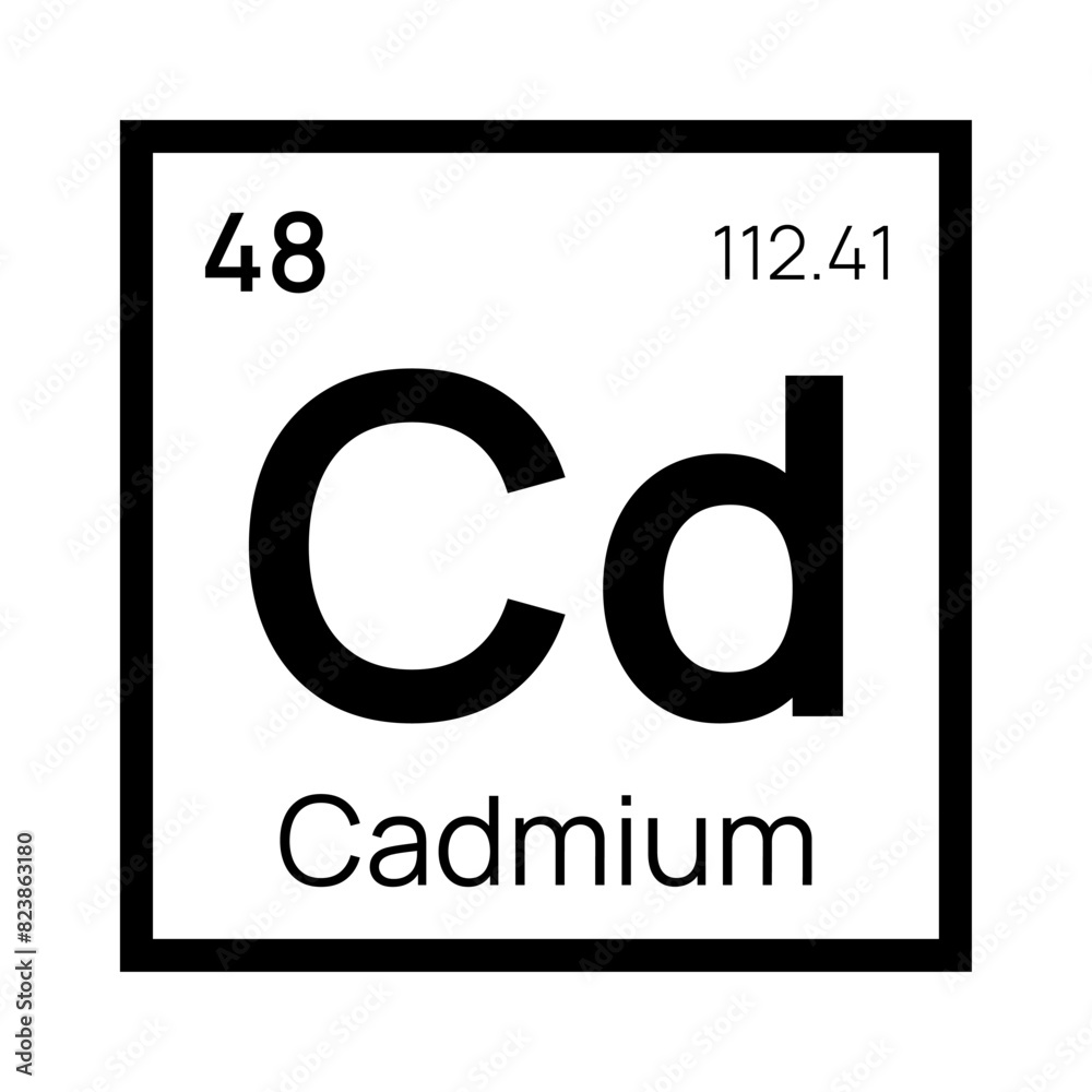 Cadmium chemical element of the periodic table. Vector isolated symbol ...