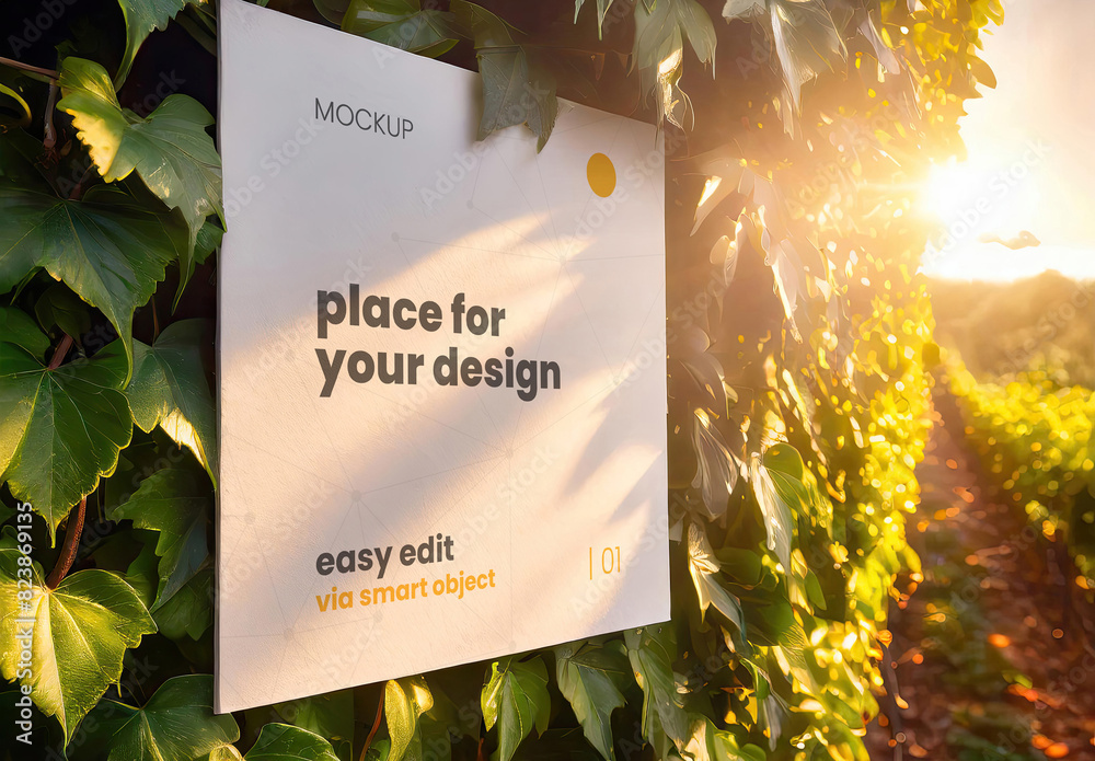 Poster Page with Vine Plants Green Forest Sunlight Mockup 03 Generative ...