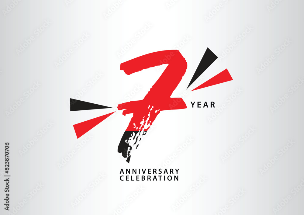 7 year anniversary celebration logotype vector, 7 number design, 7th ...