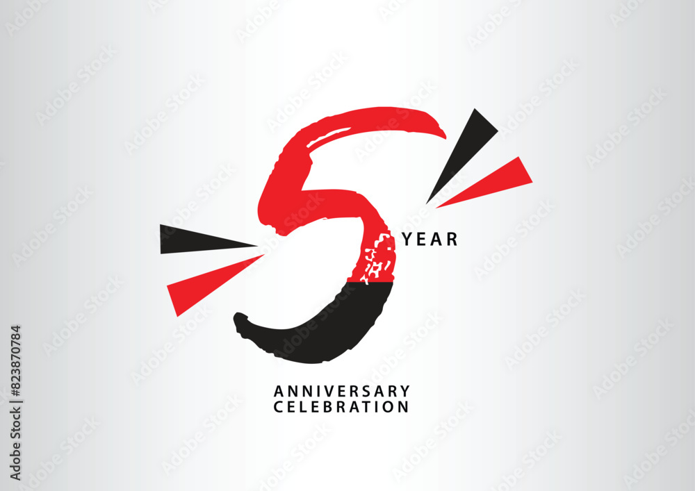 5 year anniversary celebration logotype vector, 5 number design, 5th ...