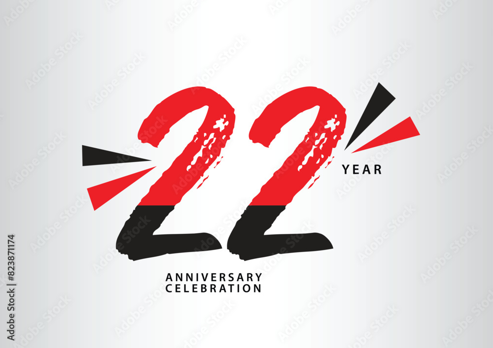 22 year anniversary celebration logotype vector, 22 number design, 22th ...