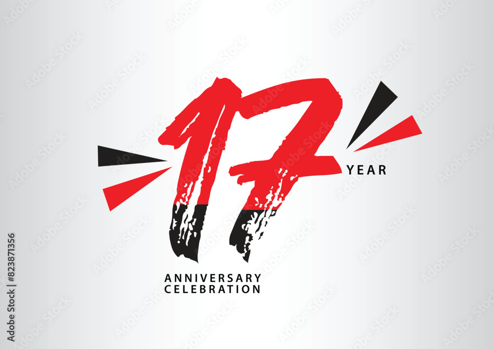 17 year anniversary celebration logotype vector, 17 number design, 17th ...