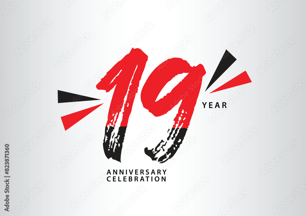 19 year anniversary celebration logotype vector, 19 number design, 19th ...