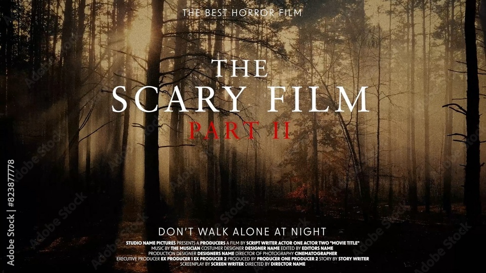 Movie Intro Title Screen Scary Horror Film Stock Template | Adobe Stock