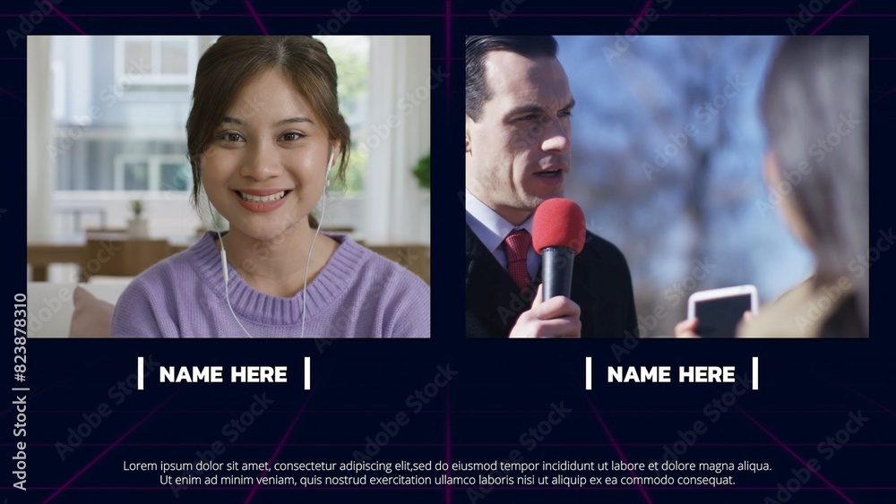 Interview News Reporter Live Television Modern Screens Stock Template ...