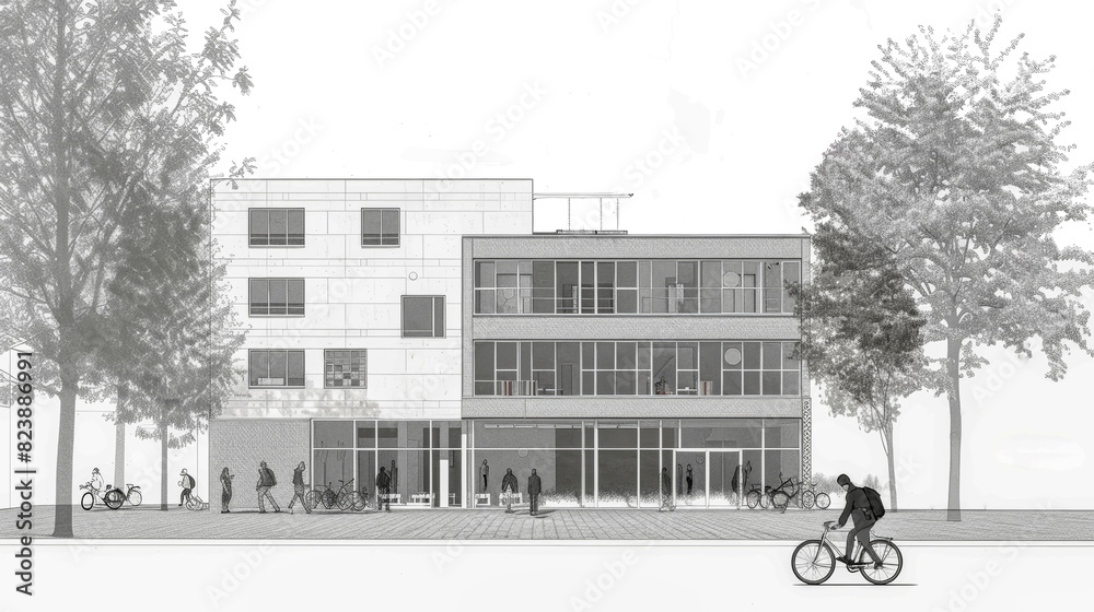 Architectural blueprint drawing design, construction plan of business ...