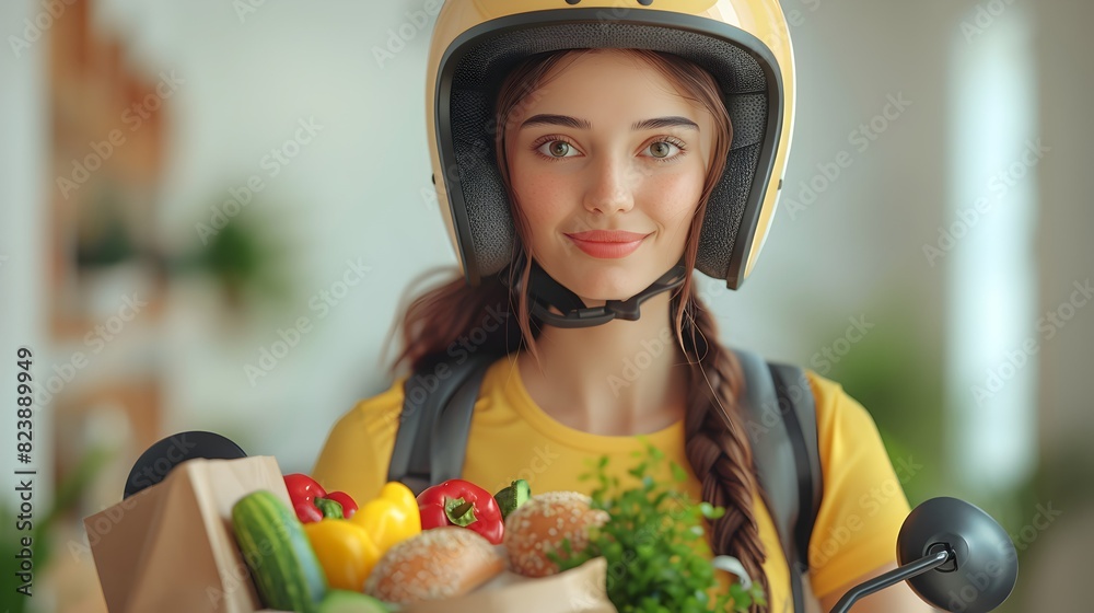 image animation, 2d cartoon, Delivery woman front view character on ...