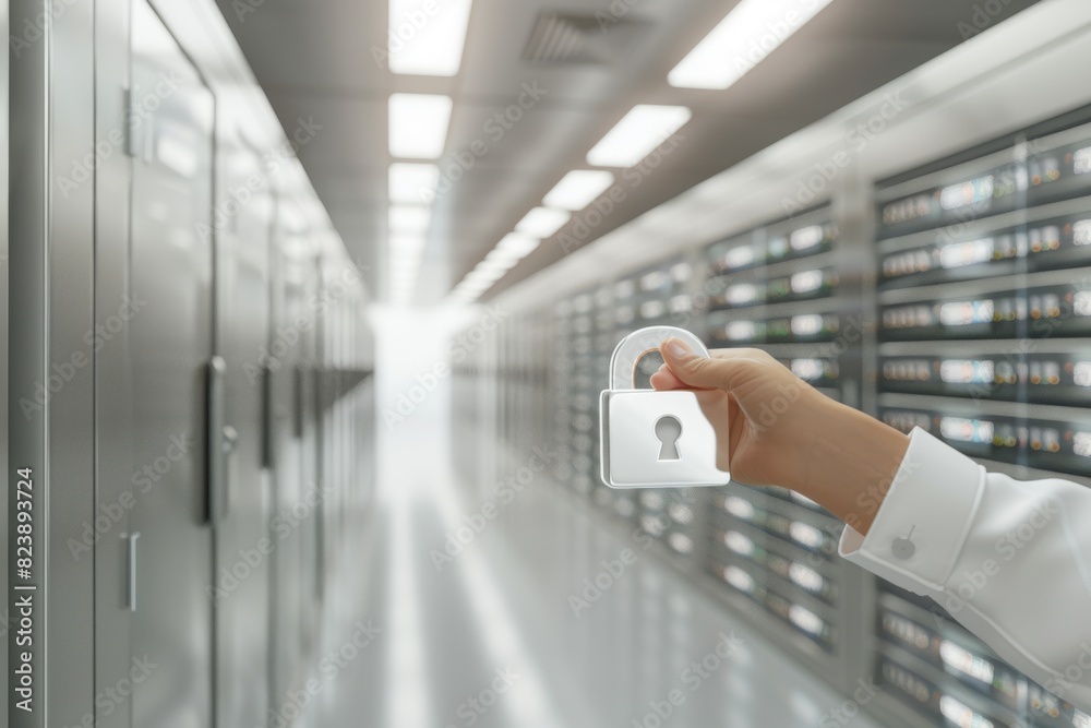 Cyber security in data center with digital lock and cloud technology ...