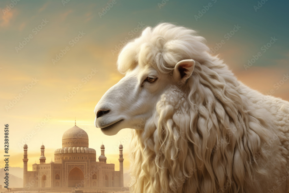 The sheep is a symbol of the Muslim animal. Eid al adha. Arafat day ...