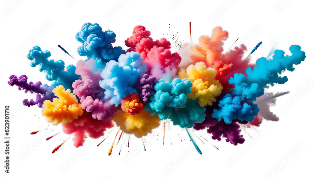 transparent smoke clouds multi bomb background colored explosion set ...