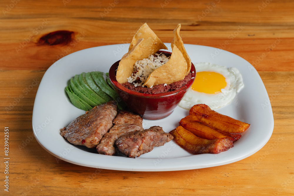 desayuno típico hondureño, cena, honduras, carne asada, frijoles ...