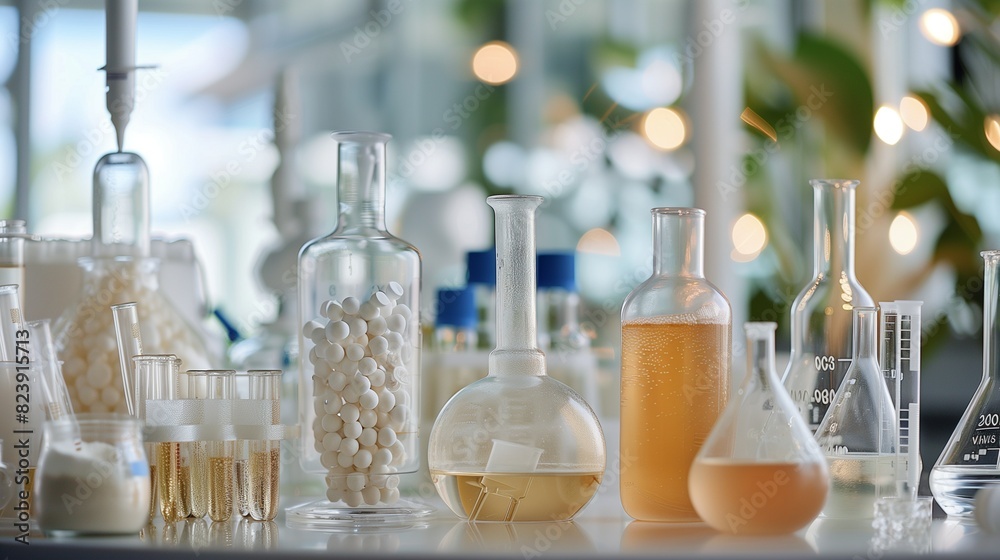 Foto de Detailed Photo of a Light Tan Organic Chemistry Set-Up ...