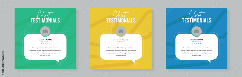 Set of client testimonials or review social media post design, client ...