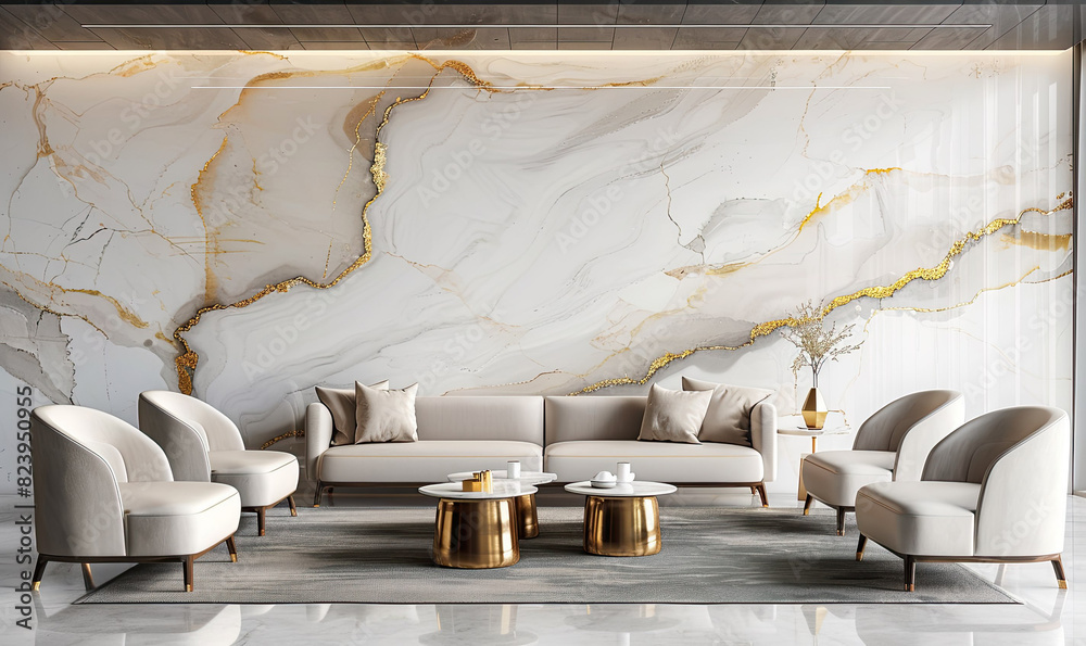 Elegant design with subtle marble textures in white and a hint of gold ...