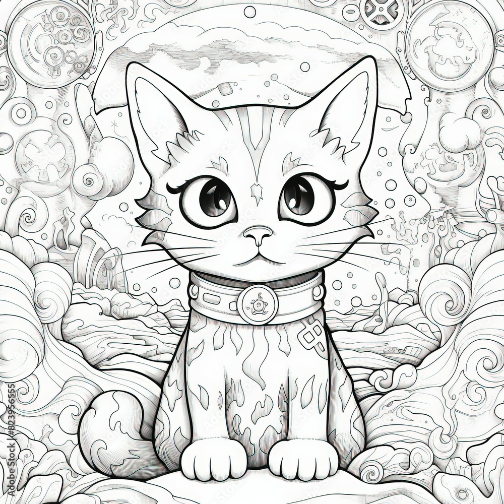 ภาพประกอบสต็อก Cute Cat Coloring Pages for Kids: Printable Adorable ...