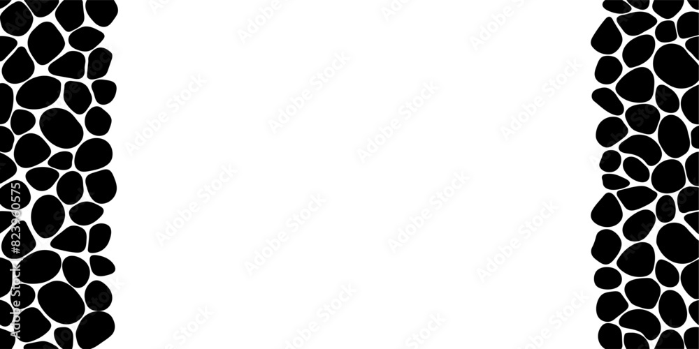 Black stones border frame vector illustration. Smooth rocks background ...