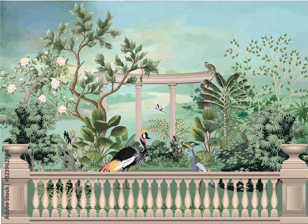 Ancient Greek Garden Wallpaper. Greek Forest Landscape Wall Mural ...