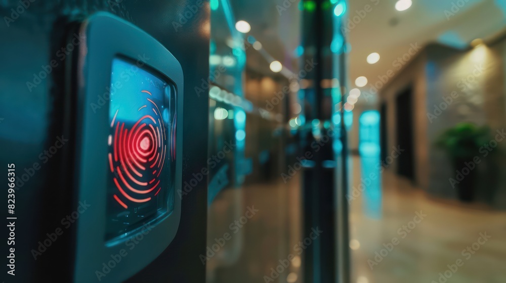 finger print scan access control on wall of entrance door office Stock ...