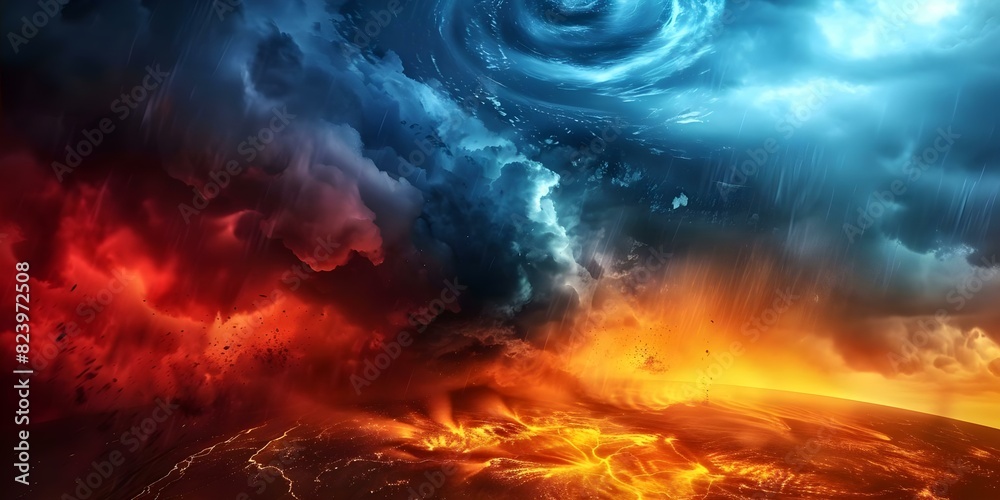 The aerial view highlights the devastating effects of extreme weather ...