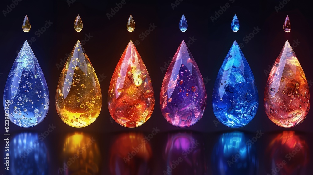 Drops of water. Cartoon water splash drop, dripping raindrop, tear of ...