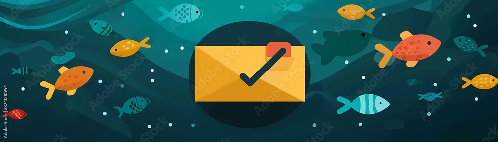 Visualize a flat design of a phishing email icon with a warning sign ...