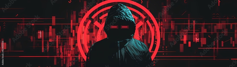 Imagine a flat design of a hacker icon with a prohibited sign over it ...