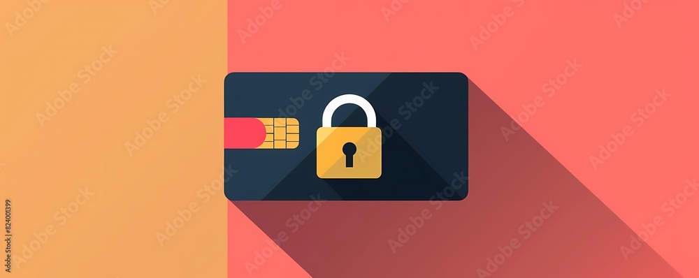 Imagine a flat design of a secure payment icon with a credit card and a ...