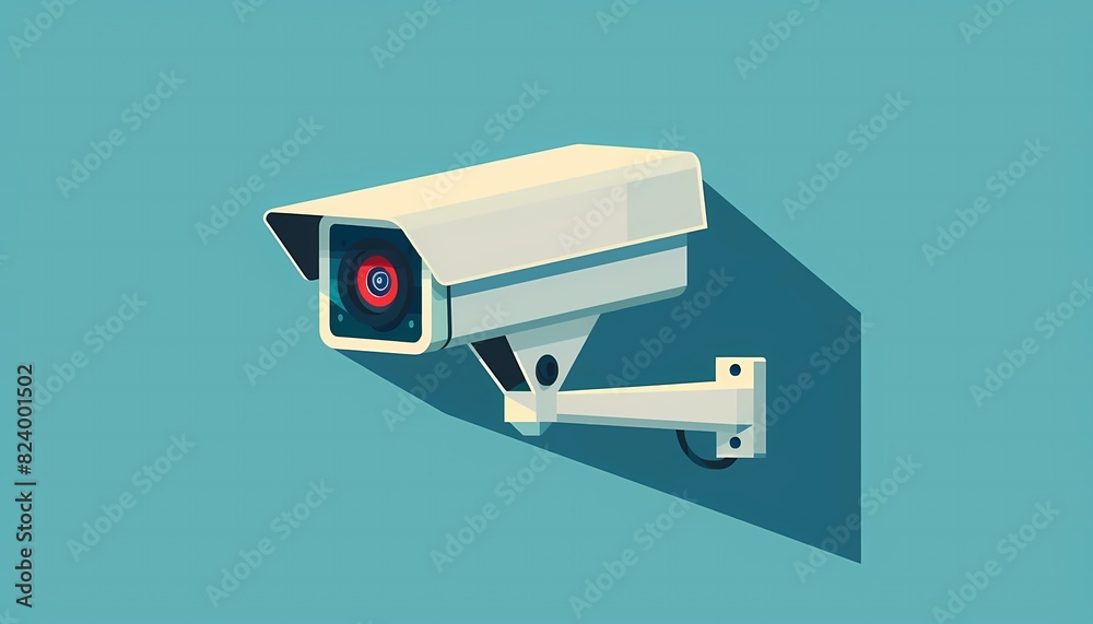 Picture a flat design of a security camera icon for surveillance and ...