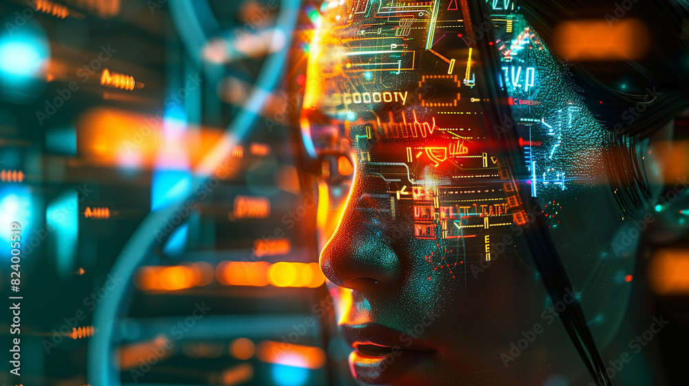 Abstract background - flow of digital information. The notion of AI ...