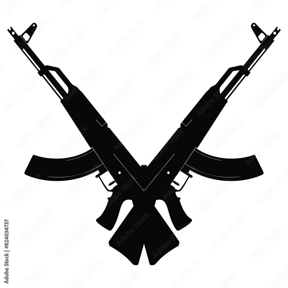 Riffle gun black and white vector silhouette isolated on white ...