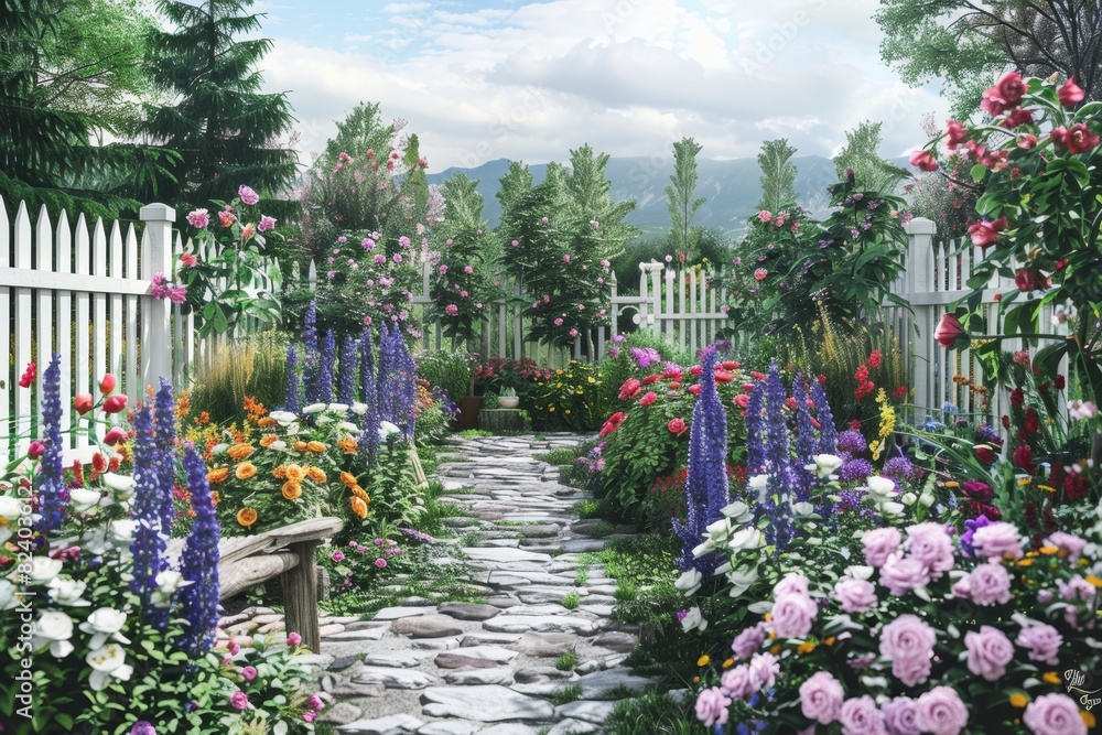 English Cottage Garden - a quaint garden with colorful flowers like ...