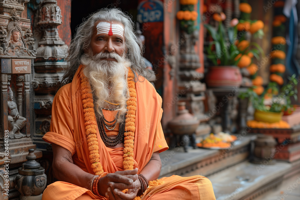 Portrait Photo of a Hindu Monk, Brahman, Generative AI Stock Photo ...