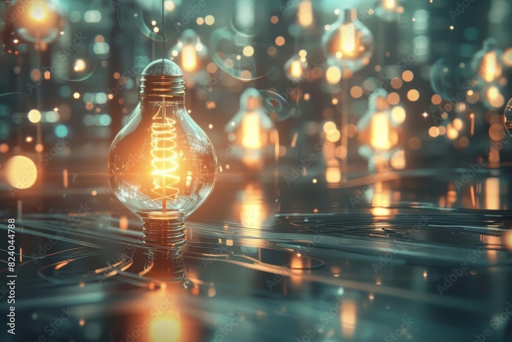 Futuristic business representation of disruptive innovation, focusing ...