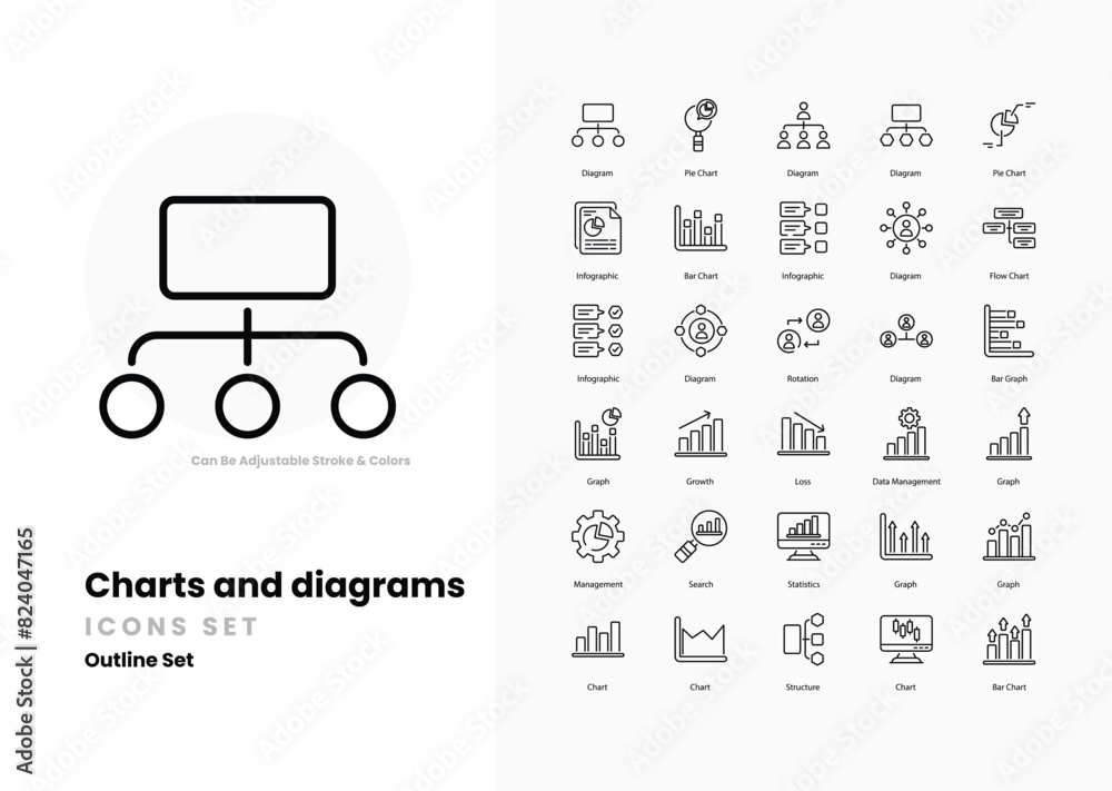 chart and diagram icons collection. Set contains such Icons as Graph ...