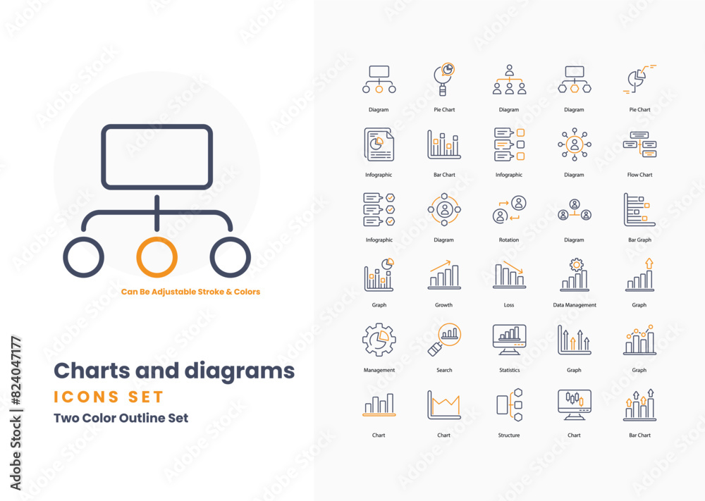 chart and diagram icons collection. Set contains such Icons as Graph ...