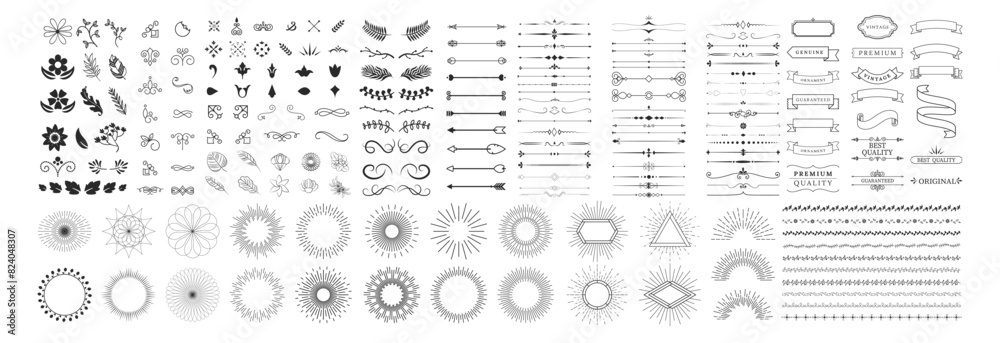 Vintage decorative lines collection. Calligraphic design elements ...