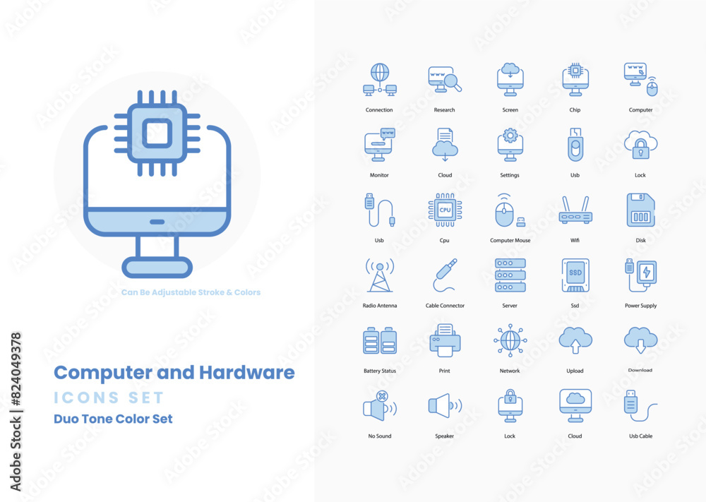 Computer and hardware icons collection. Set contains such Icons as ...