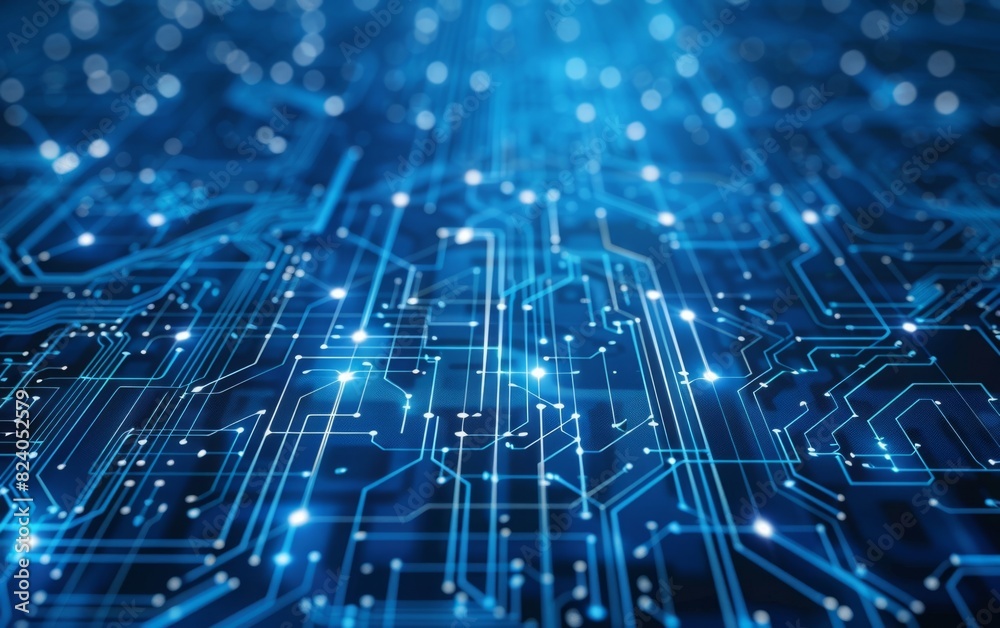 Abstract blue technical blueprint of circuitry and connections. Stock ...