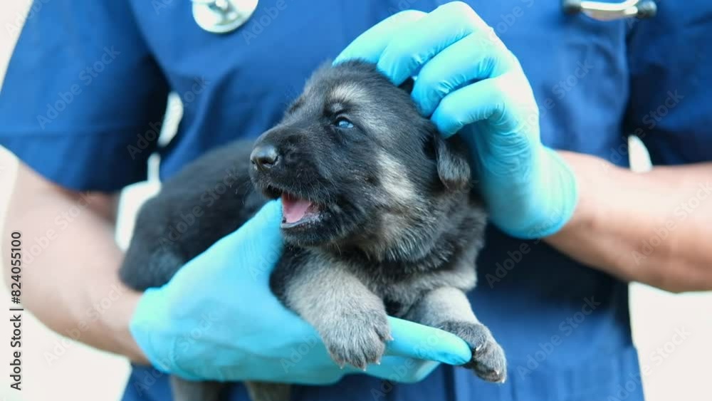 Cropped image of handsome male veterinarian doctor with stethoscope ...
