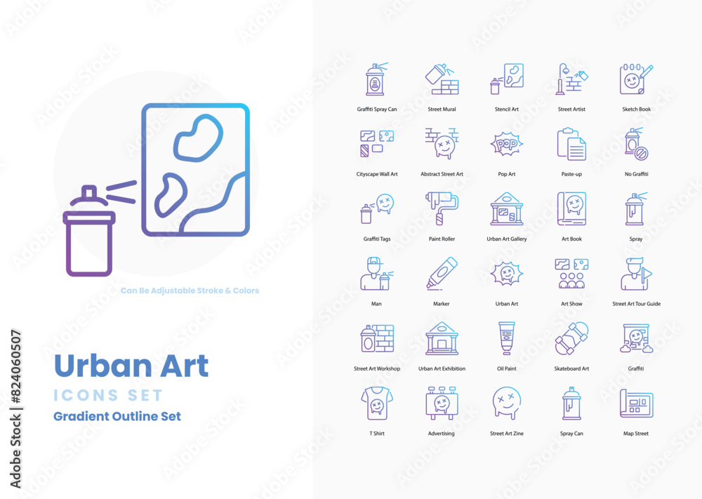 Urban art icons collection. Set contains such Icons as Graffiti, Street ...