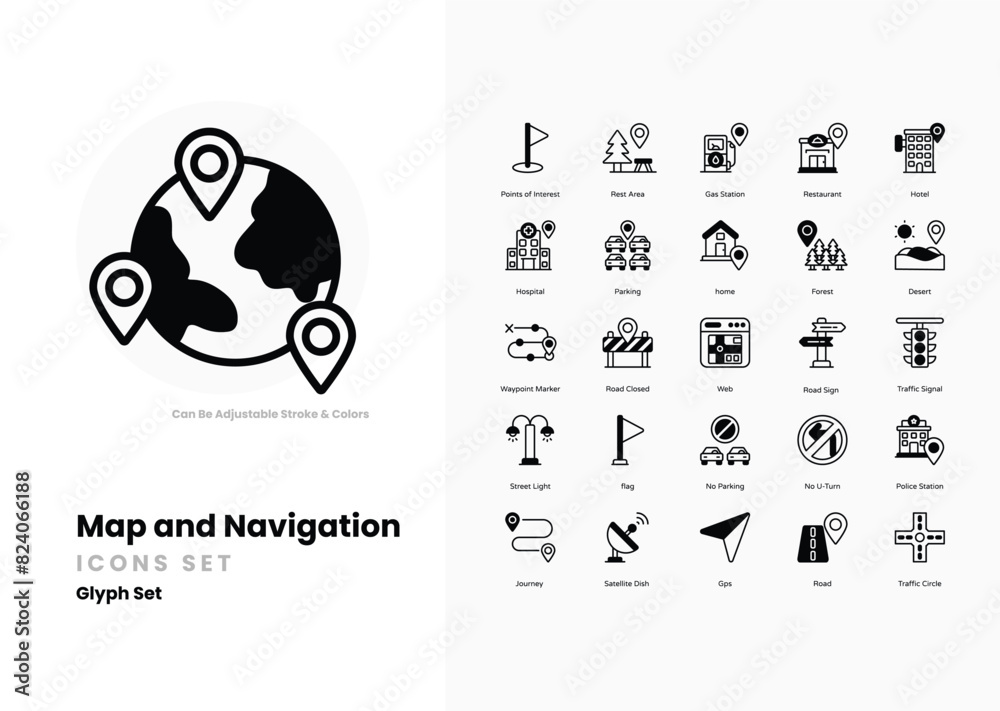 Vetor de Map and navigation icons collection. Set contains such Icons ...